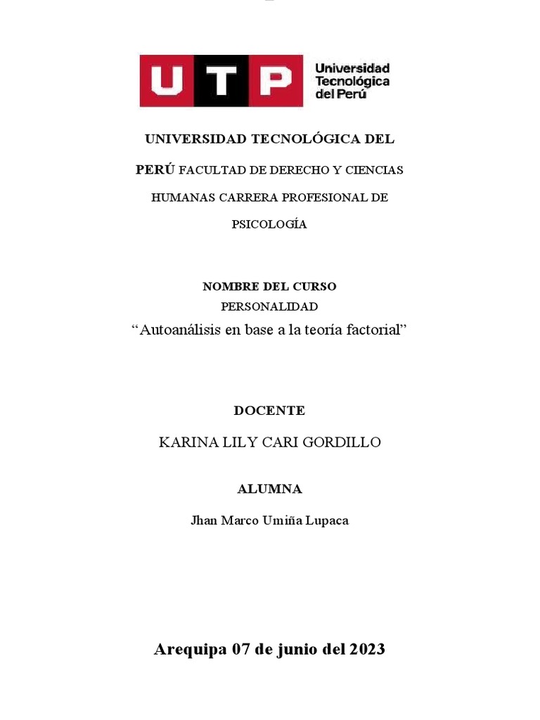 Autoanálisis de Personalidad según Eysenck | PDF | Temperamento ...