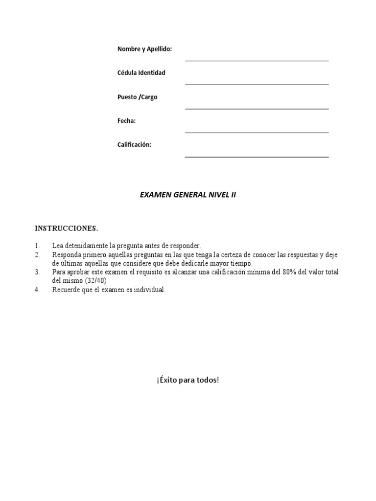 Examen General Ut Nivel II | PDF | Sonido | Olas