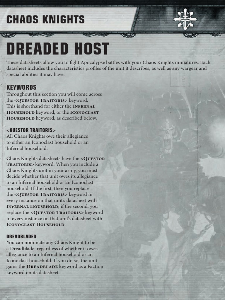 Chaos Knights Datasheets Guide | PDF | Hazards | Warfare