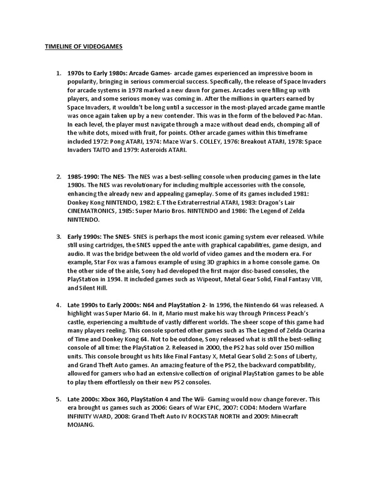 Timeline of Videogames | PDF | Nintendo | Video Game Consoles