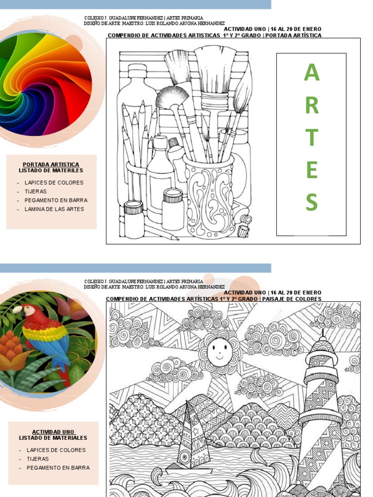 Compendio de Actividades 1° y 2° Grado | PDF | Papelería | Materiales de Conservación y Restauración