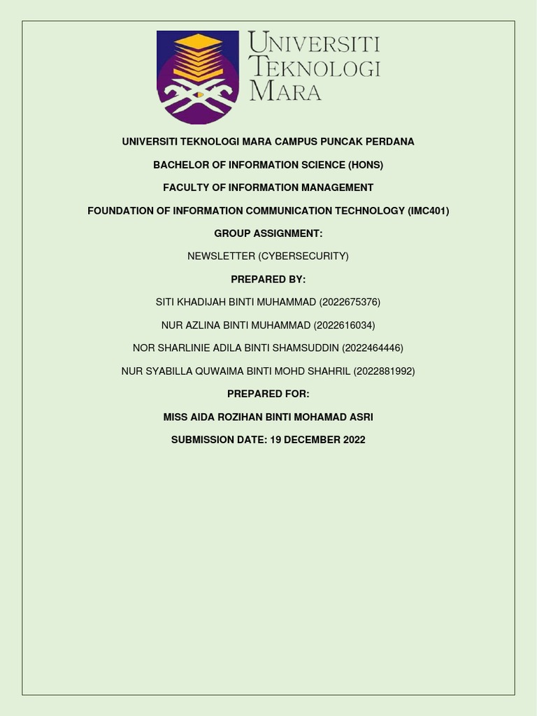 Imc401 Group Assignment Cyber Security | PDF | Malware | Security