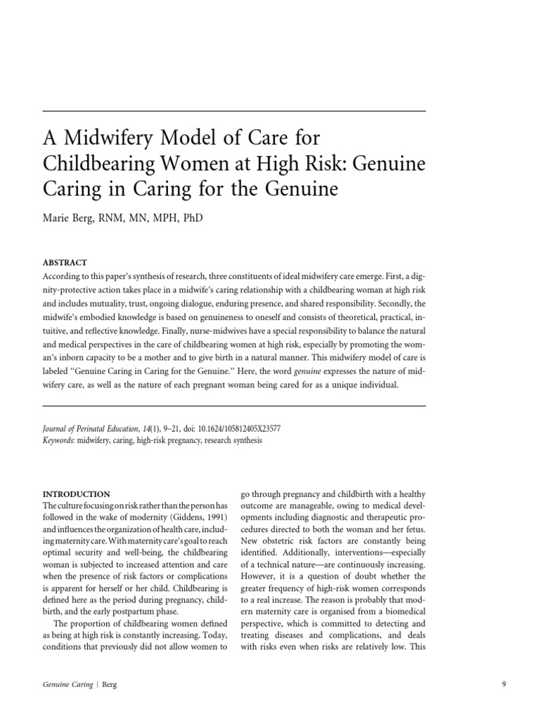 Kel 3 A Midwifery Model of Care For | PDF | Midwife | Midwifery