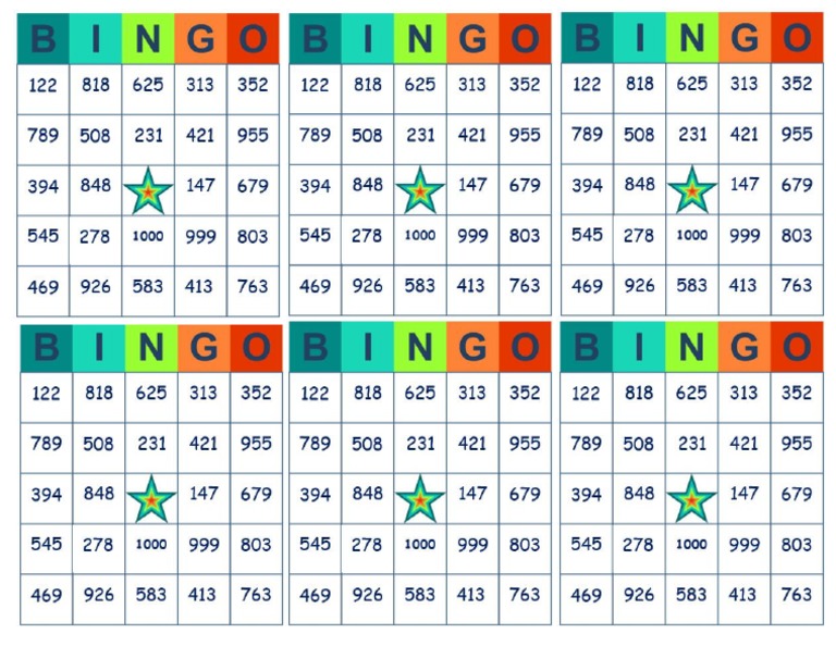 Bingo - Números Hasta 1000 | PDF