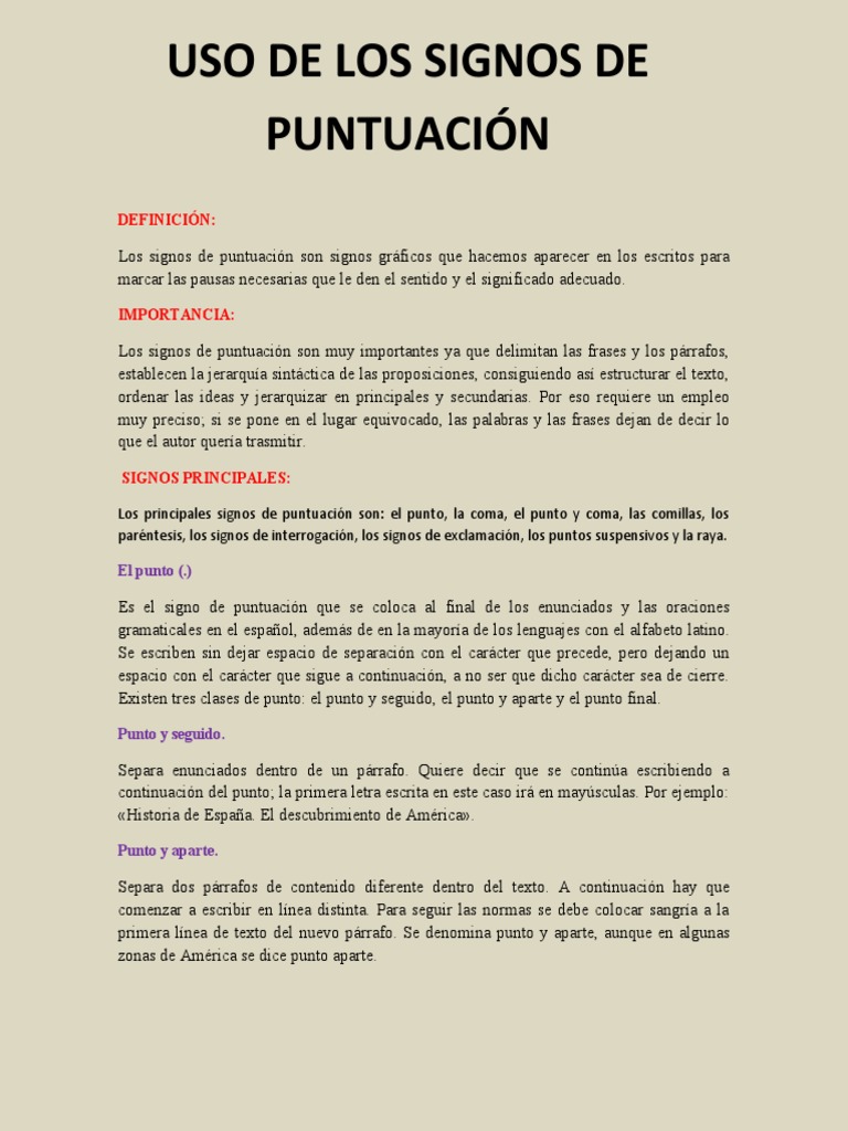 Uso y Significado de los Signos de Puntuación | PDF | Puntuación | Coma