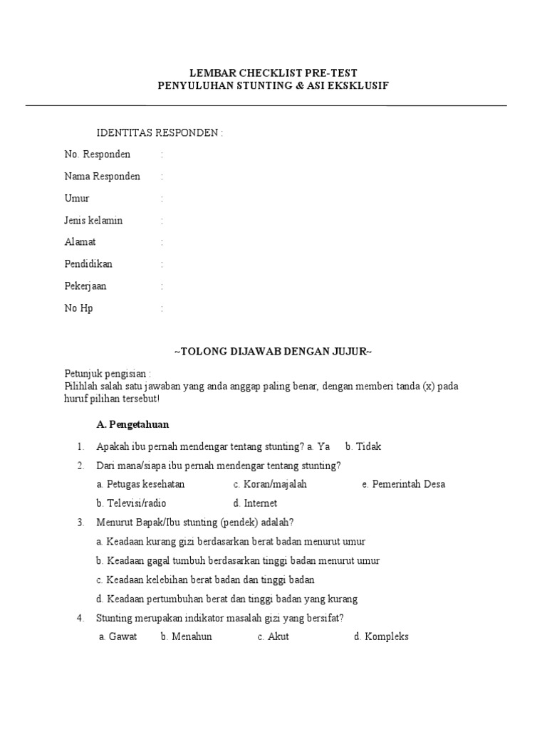 Pretest Stunting | PDF