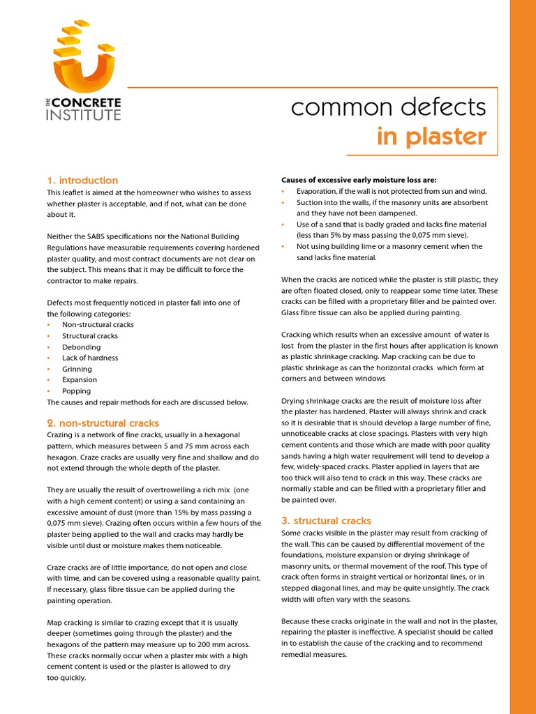 Common Defects in Plaster | PDF | Plaster | Mortar (Masonry)