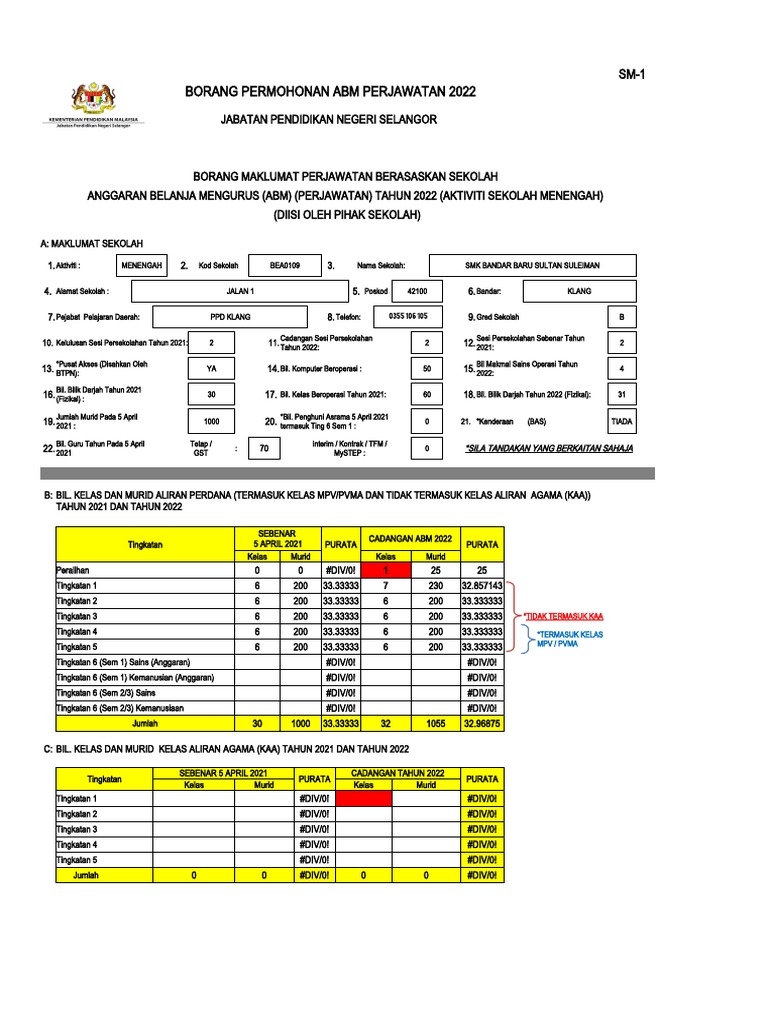 04 Borang Sr 1 Abm Tahun 2024 Aktiviti Rendah Sk Taman Sea Pdf