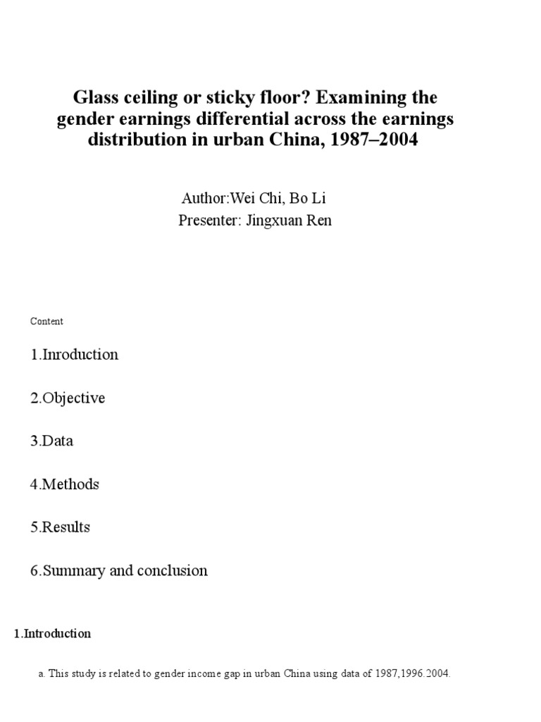 Ren (3) Glass Ceiling or Sticky Floor 3.28 | PDF | Linear Regression | Quantile