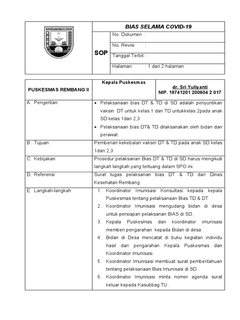 Sop Bias Selama Pandemi | PDF