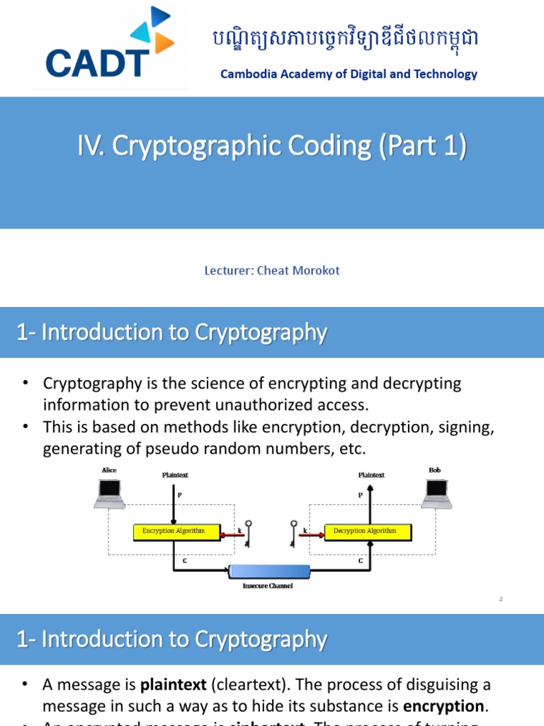 4.1. Cryptographic Coding (Part 1) | PDF | Cryptography | Cipher