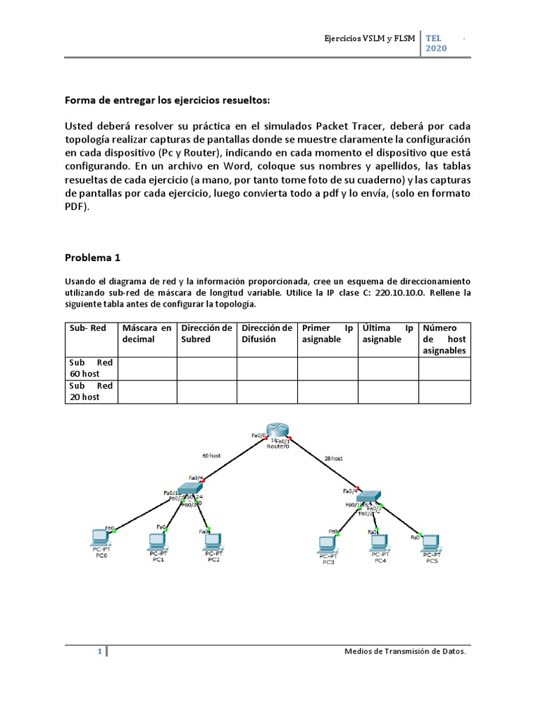 EjerciciosVLSM y FLSM | PDF | Dirección IP | Protocolos de internet