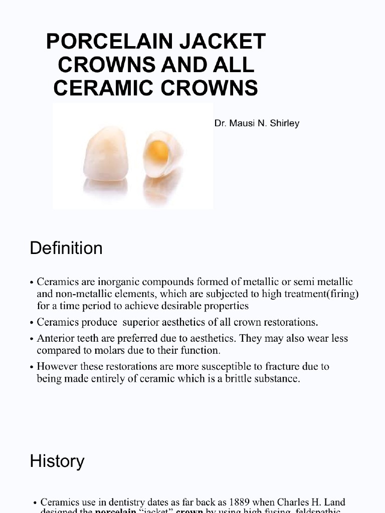 Porcelain Jacket Crowns and All Ceramic Crowns 1 | PDF
