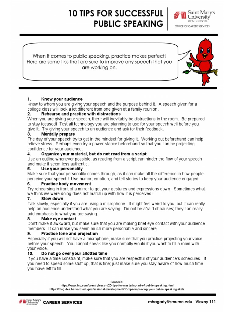 10 Tips For Successful Public Speaking | PDF
