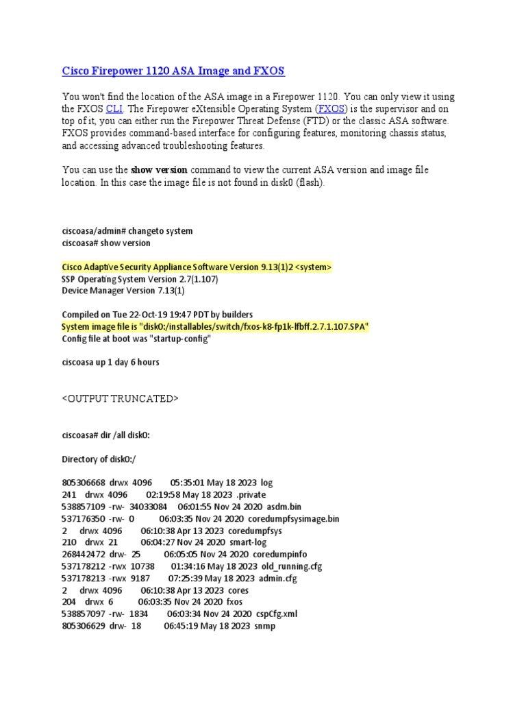 Cisco Firepower 1120 ASA Image and FXOS | PDF | Command Line Interface | Computing