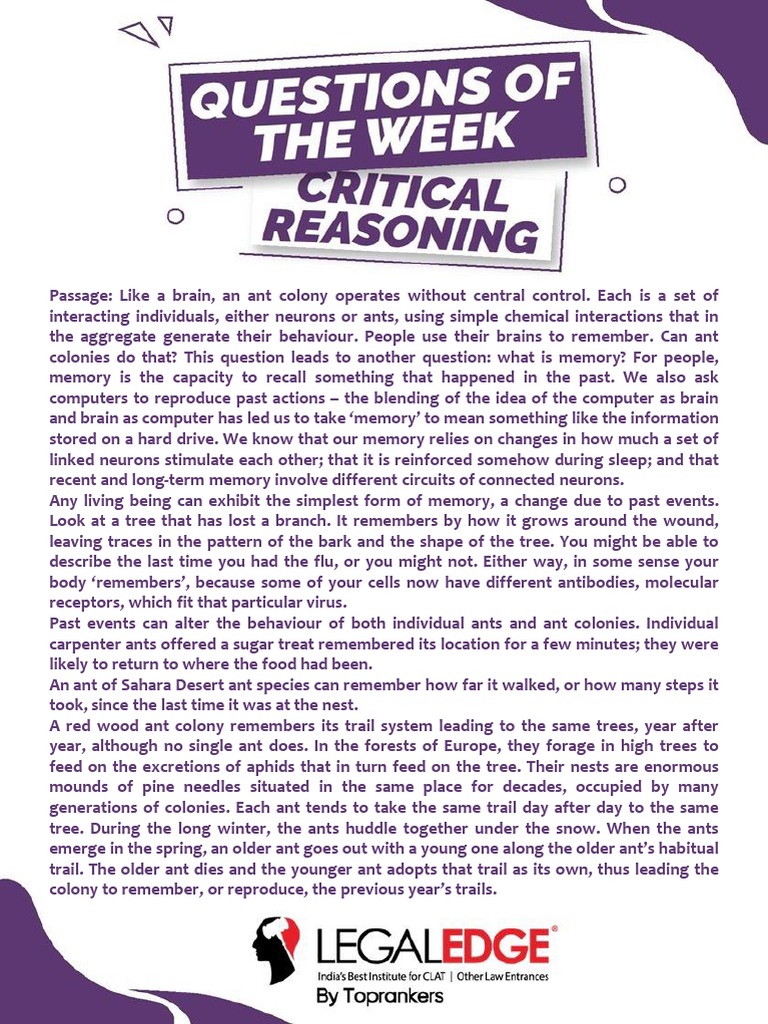 Analytical Reasoning Pdf Memory Ant