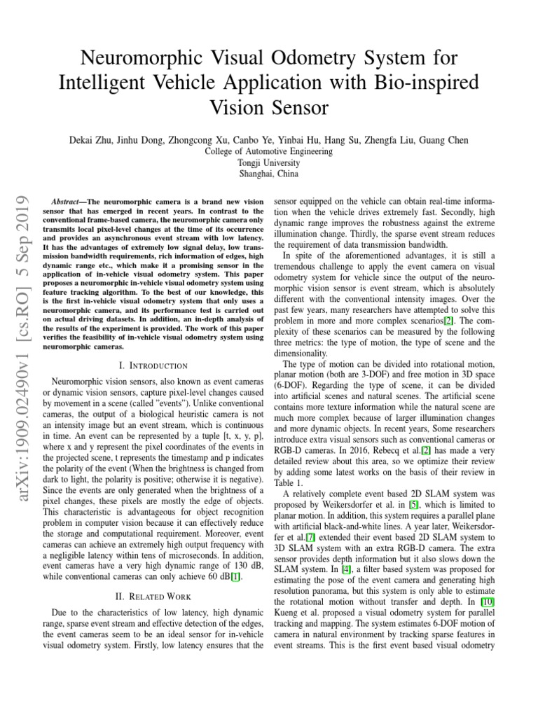 Neuromorphic Visual Odometry System For Intelligent Vehicle Application With Bio-Inspired Vision ...