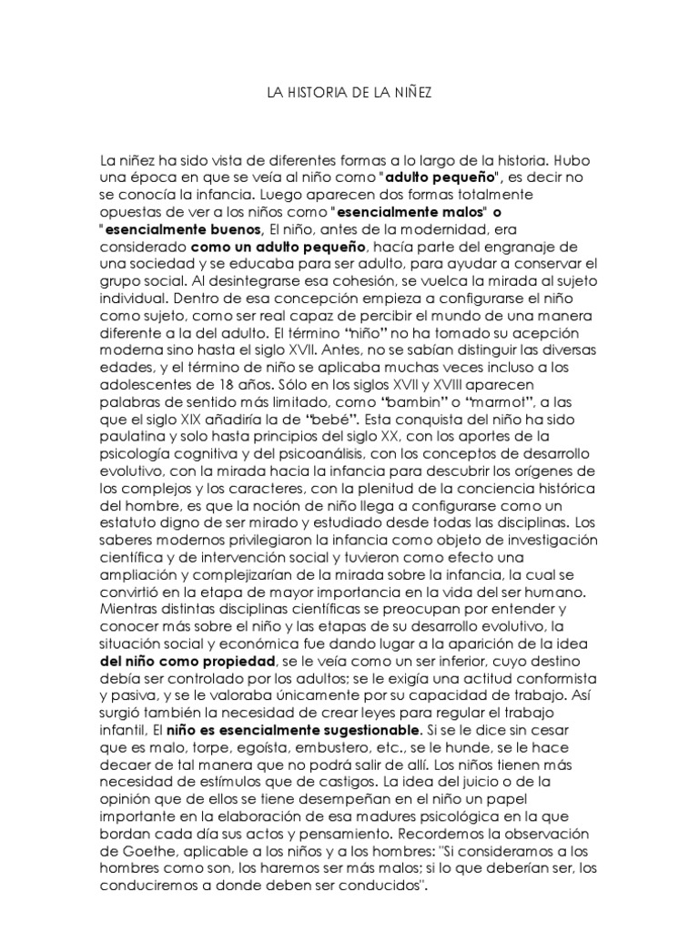 La Historia de La Niñez | PDF | Infancia | Adultos