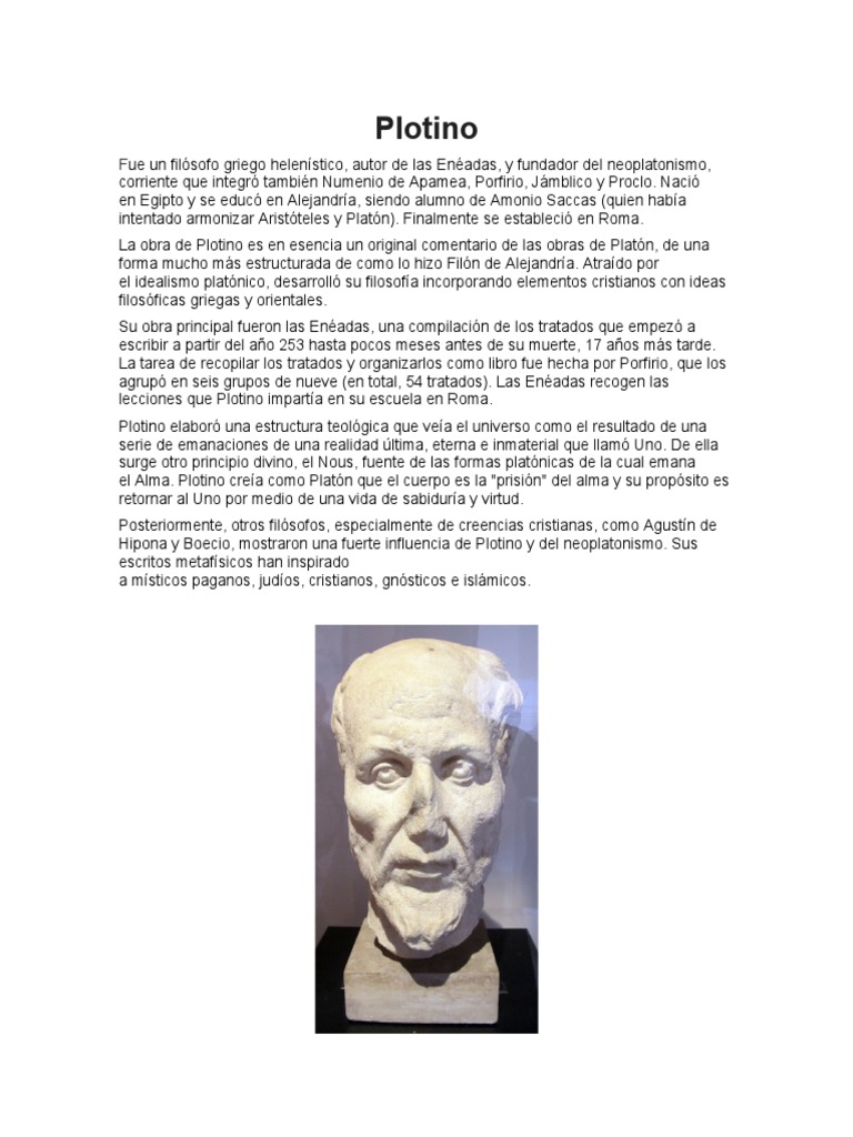 Biografia Plotino | PDF | neoplatonismo | Filosofía griega antigua