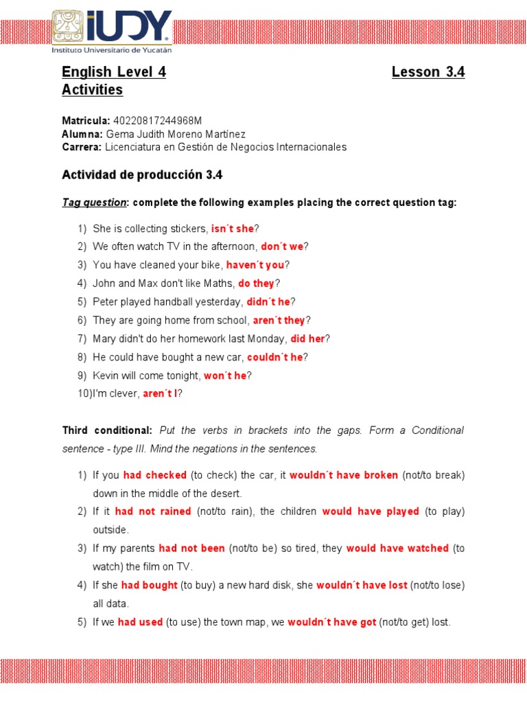English Level 4 Activities | PDF | Language Mechanics | Syntax