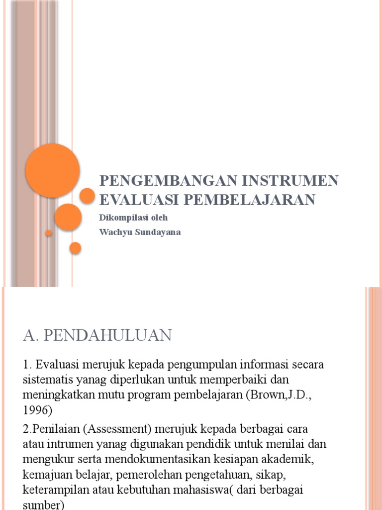 Pengembangan Instrumen Evaluasi Pembelajaran | PDF