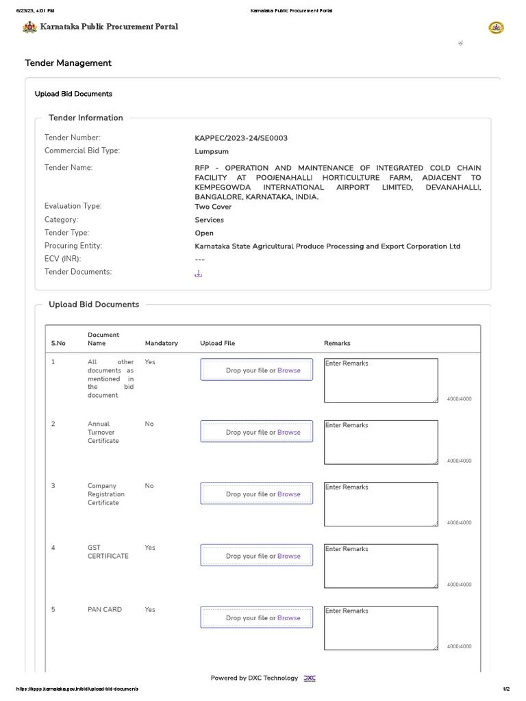 Karnataka Public Procurement Portal - Documents Upload | PDF | Business Process Management ...