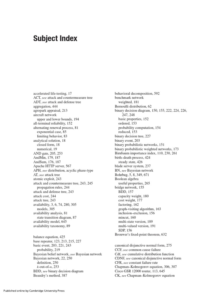 11.0 PP 704 712 Subject Index | PDF | Reliability Engineering | Markov Chain