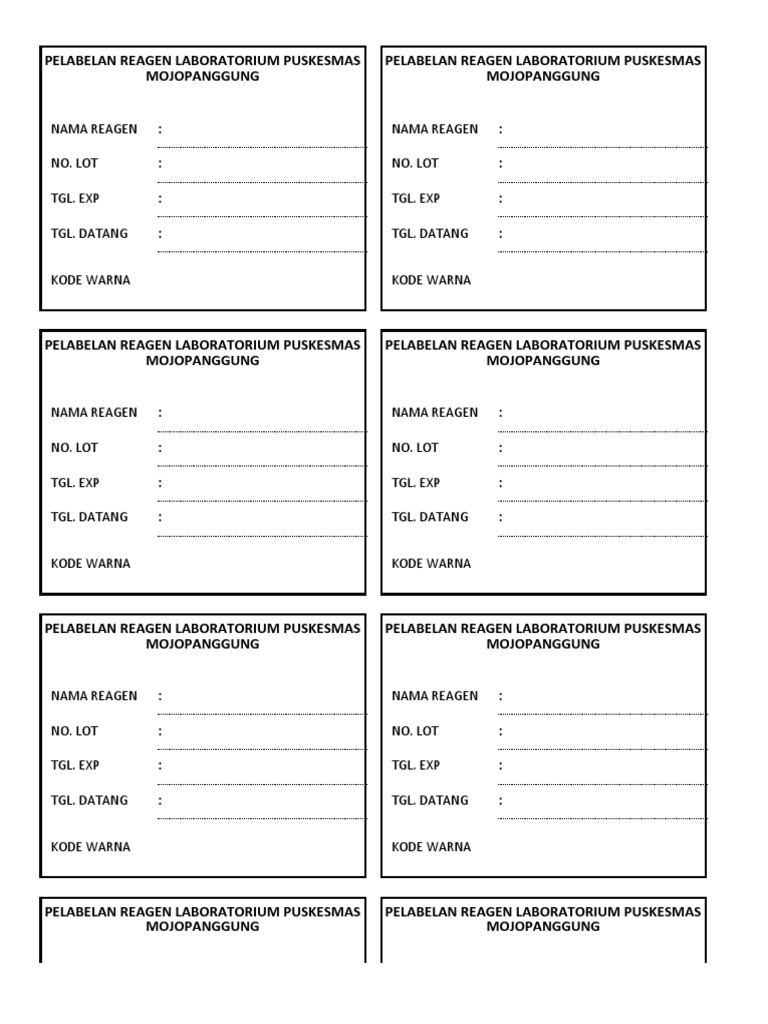 Pelabelan Reagen Lab | PDF | Teknologi & Rekayasa