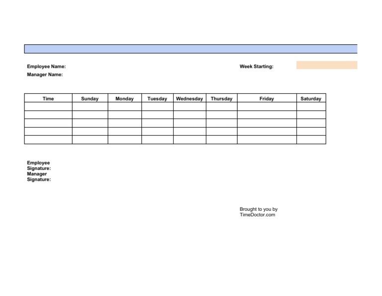 Weekly Schedule Template Sunday Through Saturday PDF | PDF
