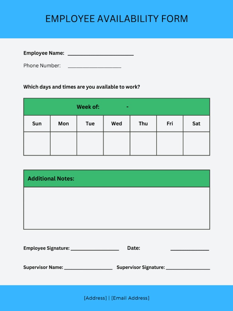 Employee Availability Form Template Buildremote | PDF