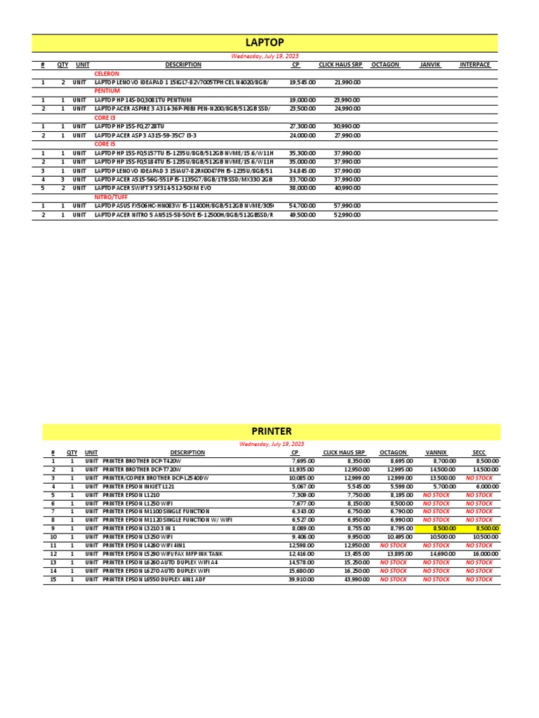 Price Update | PDF | Printer (Computing) | Office Equipment