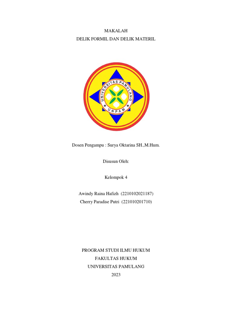 Delik Formil dan Materiil dalam Hukum | PDF