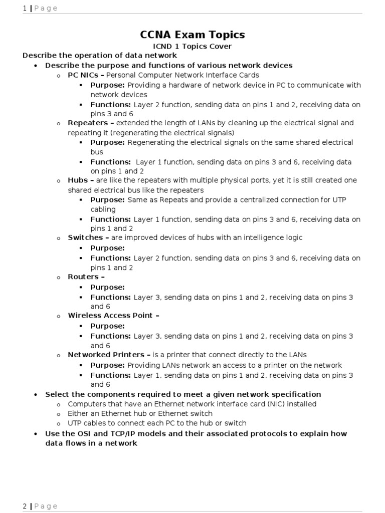 CCNA Exam Topics - Answers | PDF | Osi Model | Computer Network
