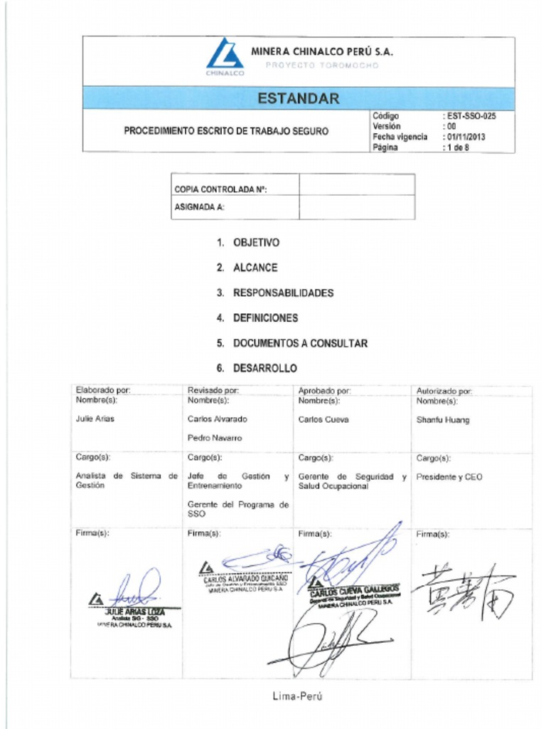 EST-SSO-025 Procedimiento Escrito de Trabajo Seguro | PDF EST-SSO-025 Procedimiento Escrito de Trabajo Seguro | PDF