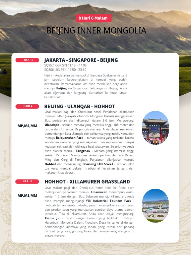 8D6N Beijing Inner Mongolia | PDF