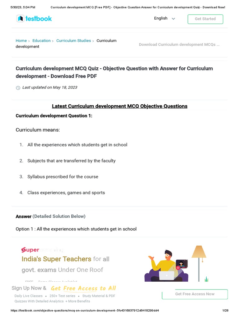 Curriculum Development MCQ PDF | PDF | Curriculum | Experience