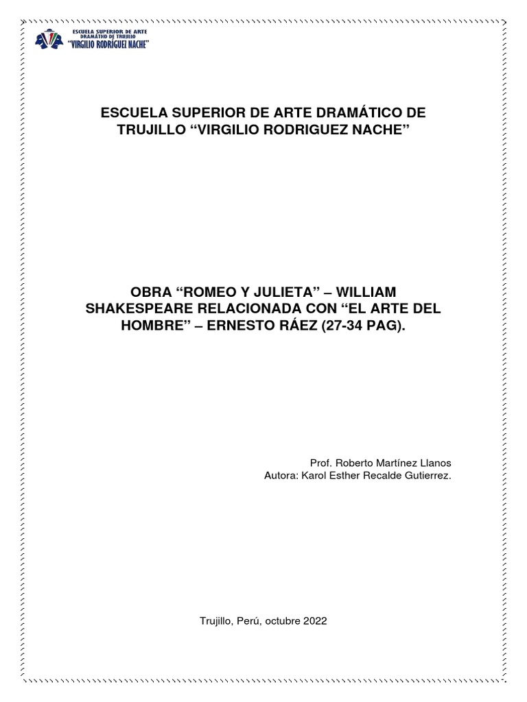 Capítulo Iii - Karol Recalde - El Arte Del Hombre | PDF | Romeo y Julieta | Teatro