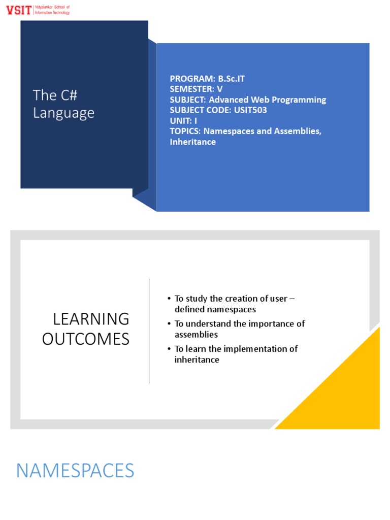 8 The C# Language Part 7 | PDF | Namespace | C Sharp (Programming Language)