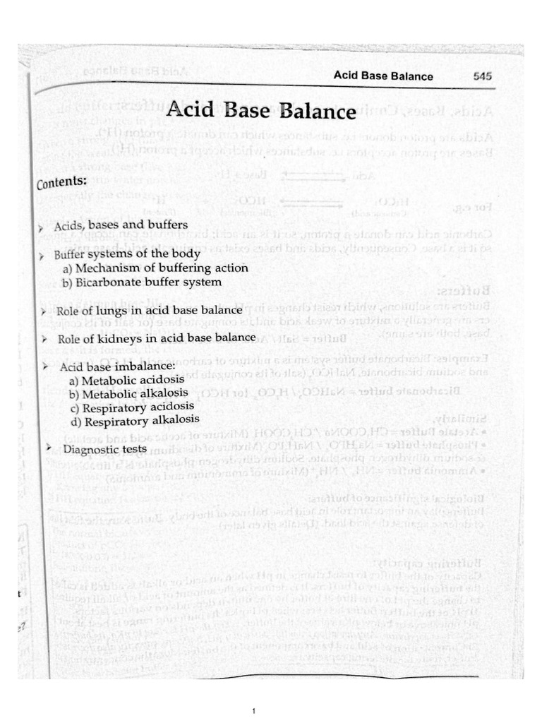 Acid Base Balance | PDF