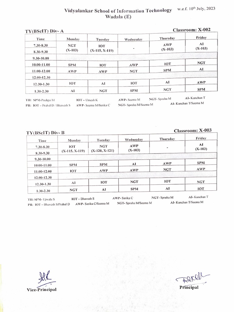 Tybscit Time Table With Pract W E F 10th July 2023 Pdf