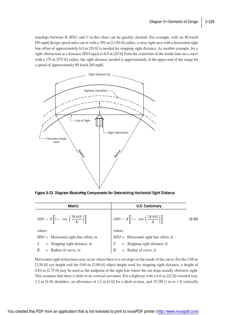 Horizontal Sight Distance Obstruction Claculation | PDF