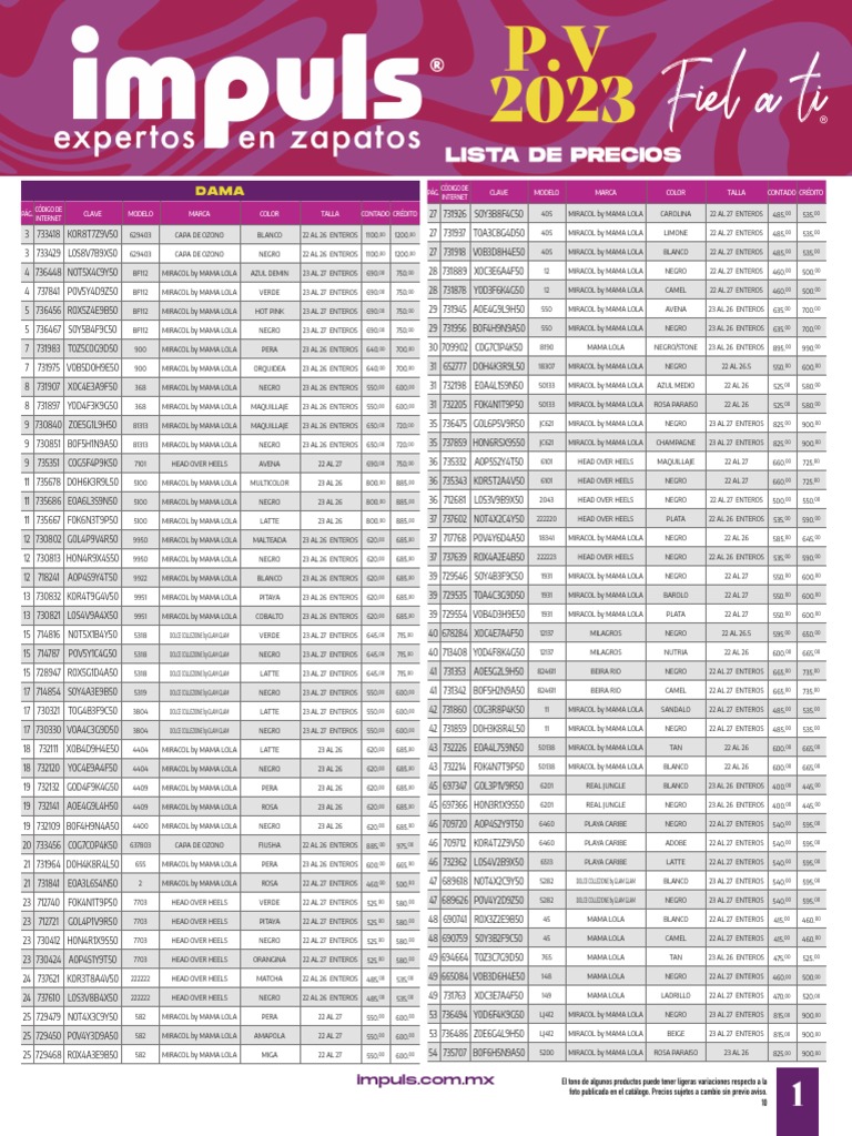 Impuls Lista de Precios P.v.23 | PDF