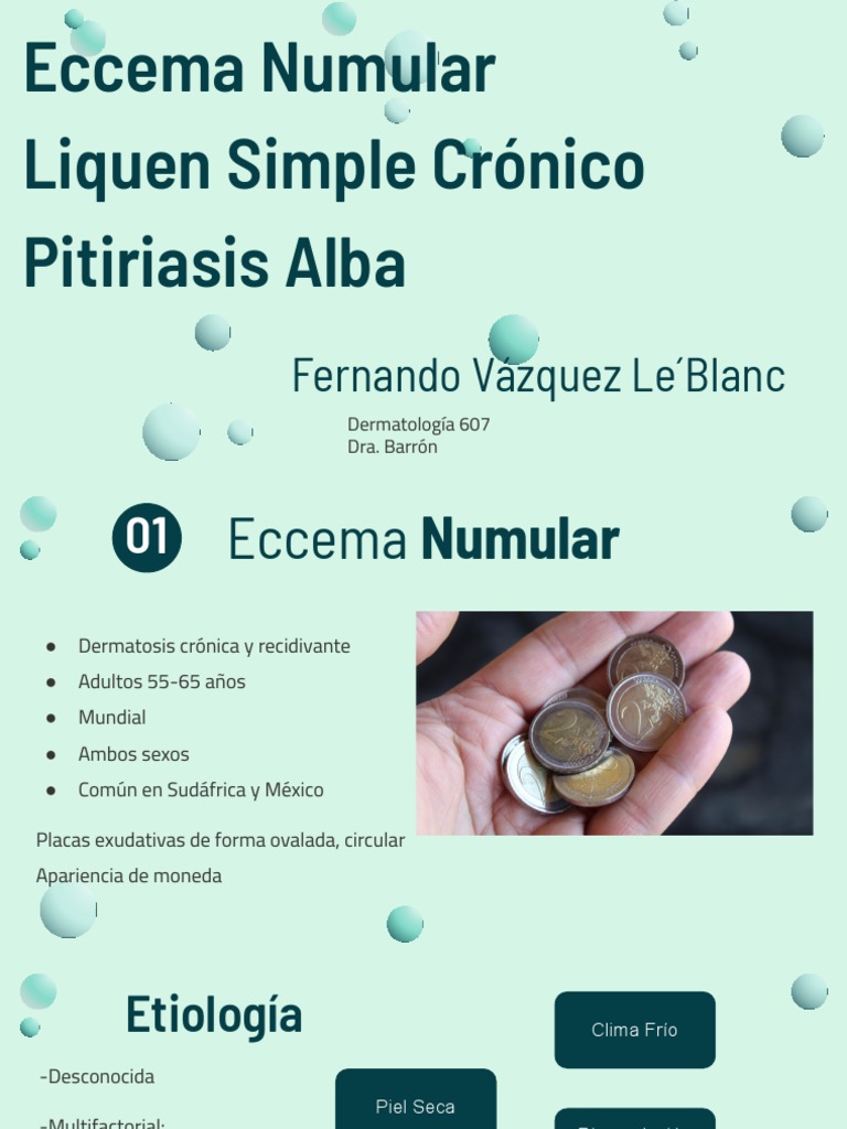 Dermatología -Eccema numular, liquen simple crónico y pitiriasis alba | PDF | Especialidades ...