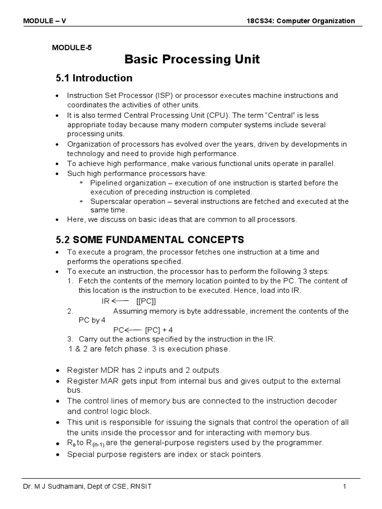 Computer Organization Module 5 Pdf Central Processing Unit Input Output