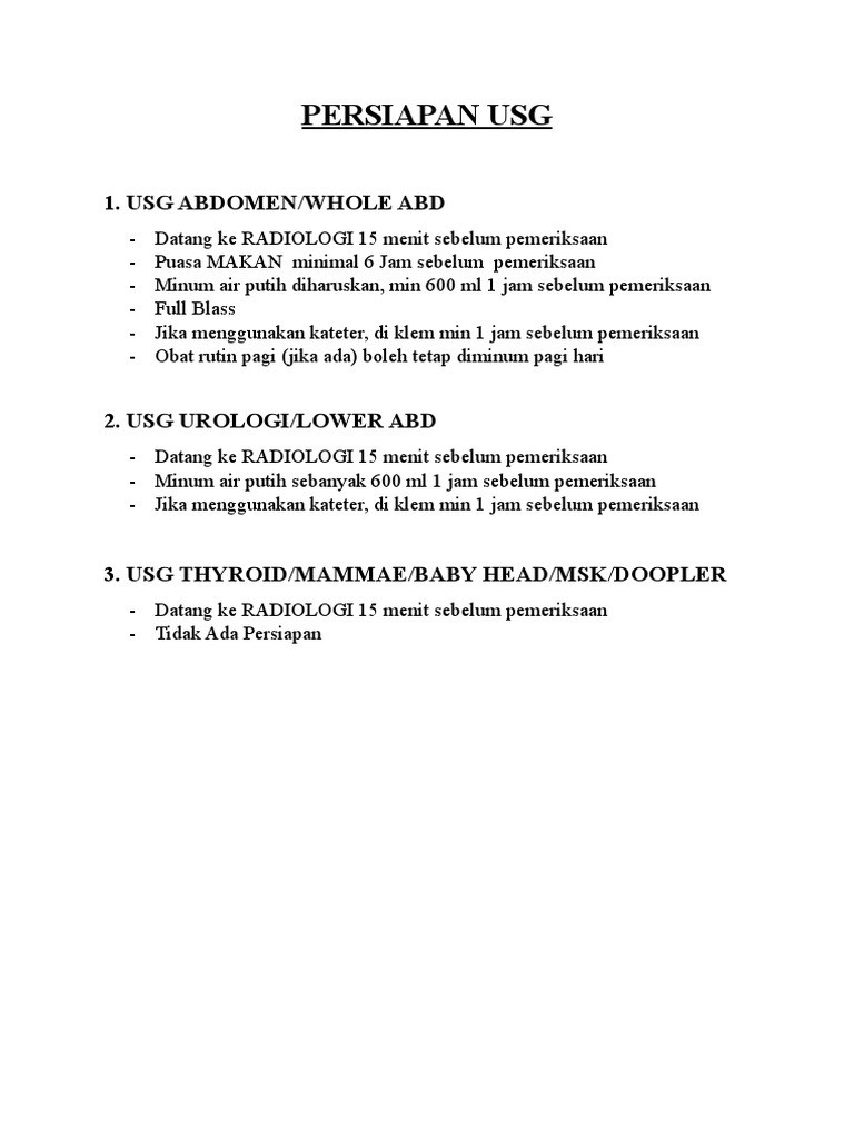 Persiapan Usg | PDF
