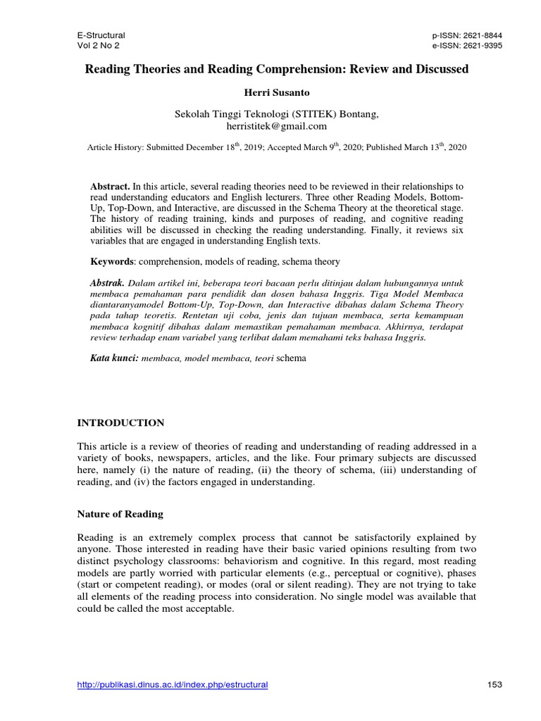 Reading Theories and Reading Comprehensi 15c524cb | PDF | Reading ...