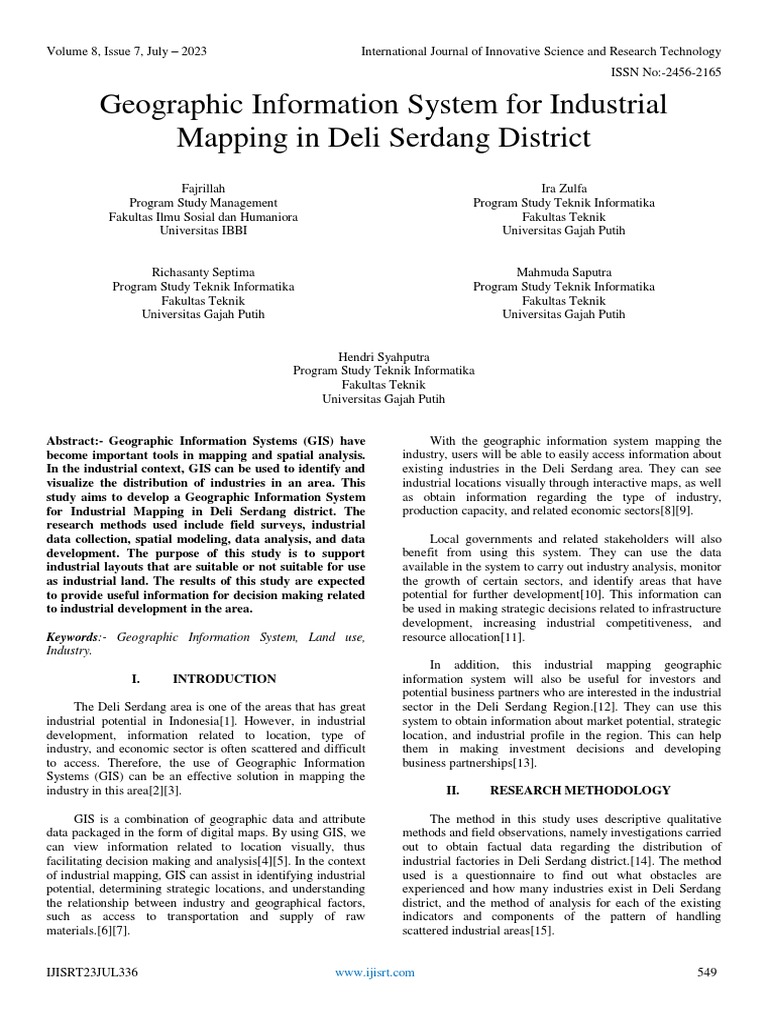 Geographic Information System For Industrial Mapping in Deli Serdang ...