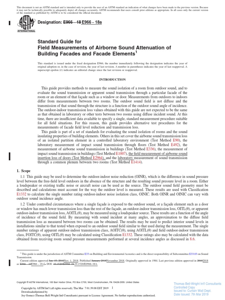 ASTM E966 - 18a | PDF | Microphone | Loudspeaker