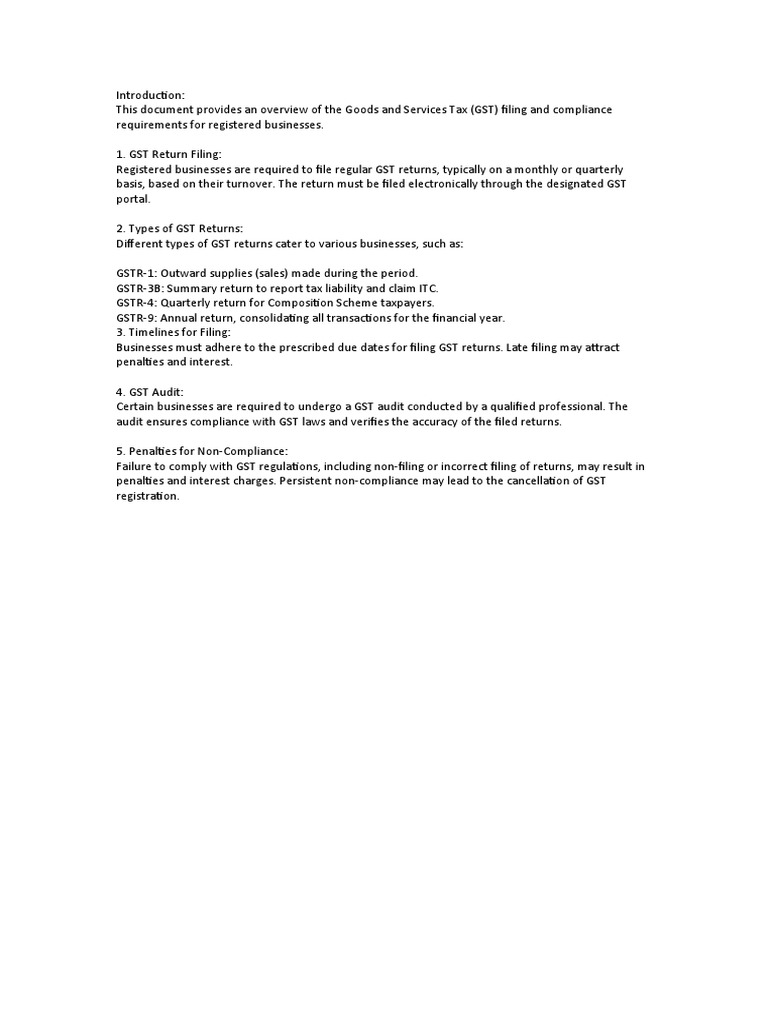 GST Return Filing and Compliance Guide | PDF