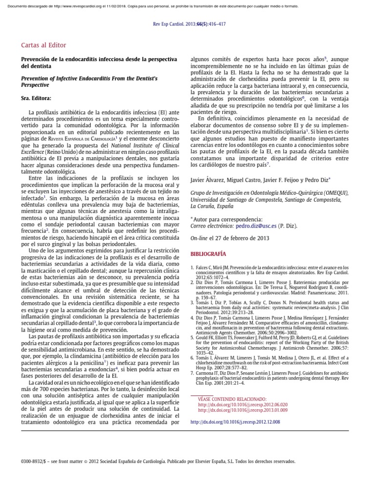 2013 Profilaxis Antibiotica Perspectiva De Los Odontologos Pdf 5243